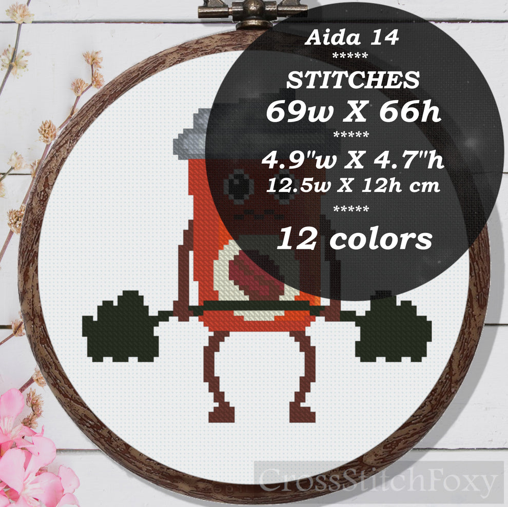 Coffee Squat Gym Cross Stitch Pattern – Cross Stitch Foxy