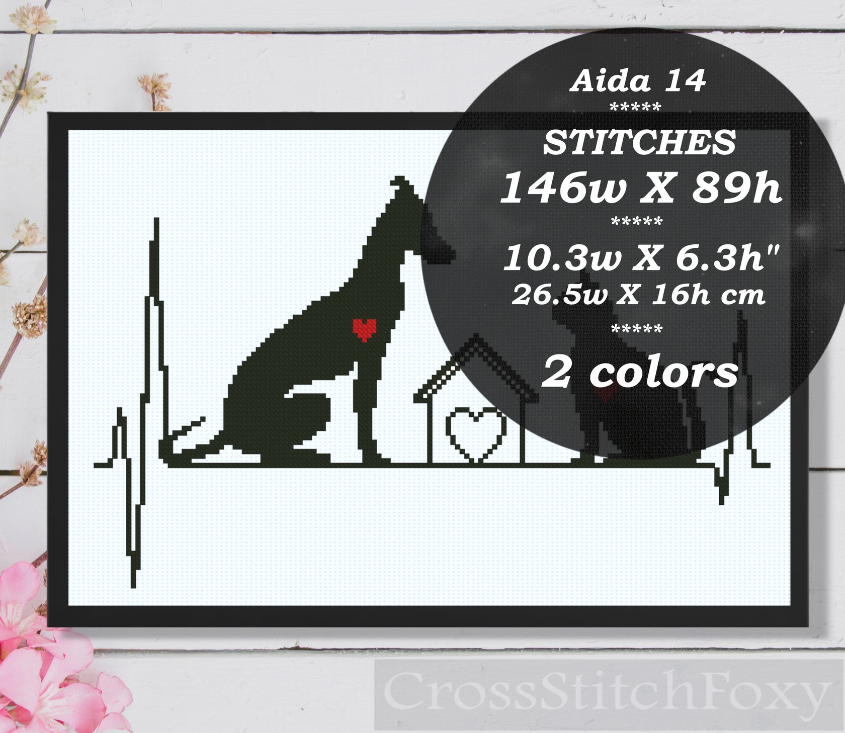 Greyhound and cat cross stitch pattern – Cross Stitch Foxy