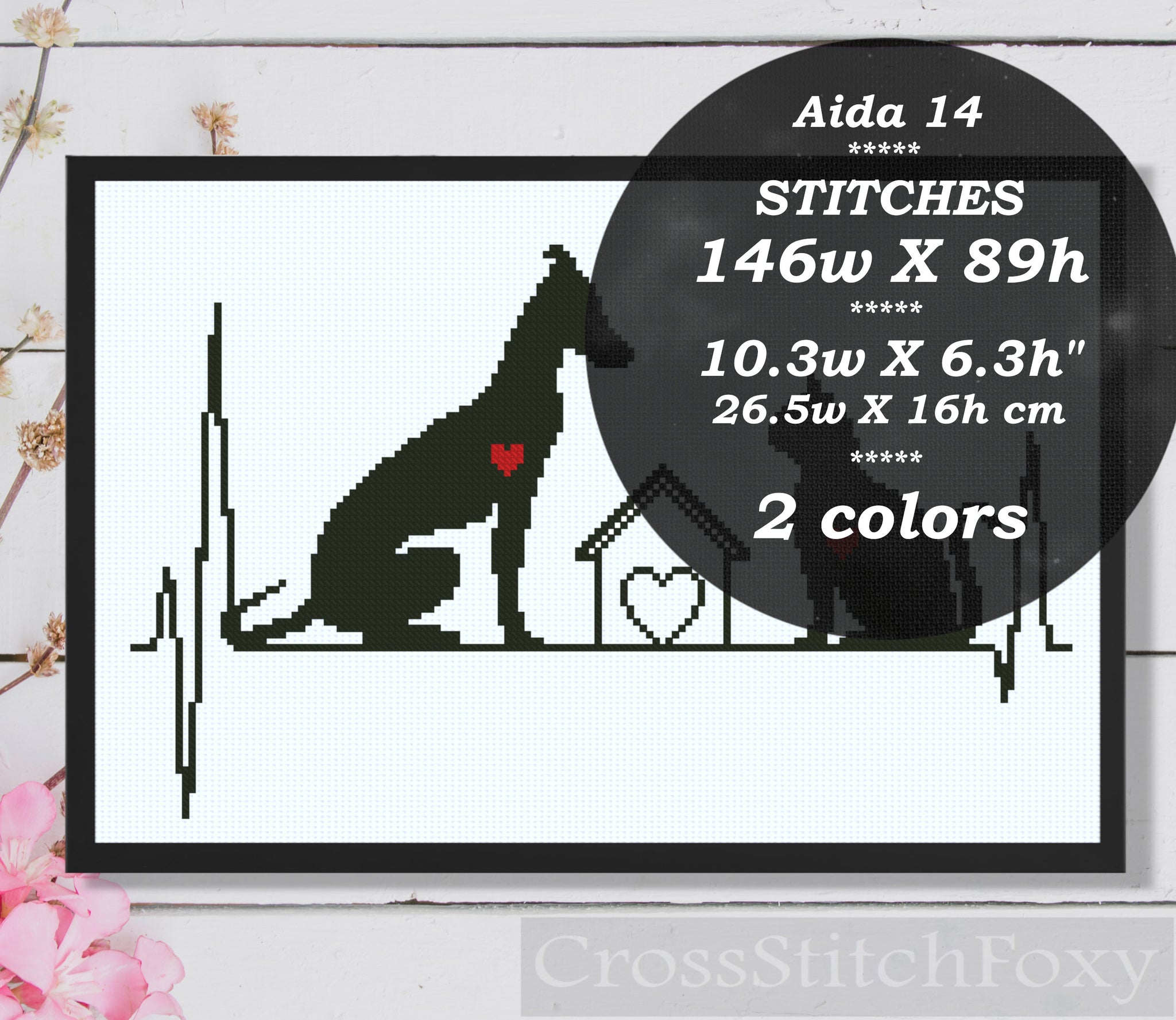 Greyhound and cat cross stitch pattern – Cross Stitch Foxy