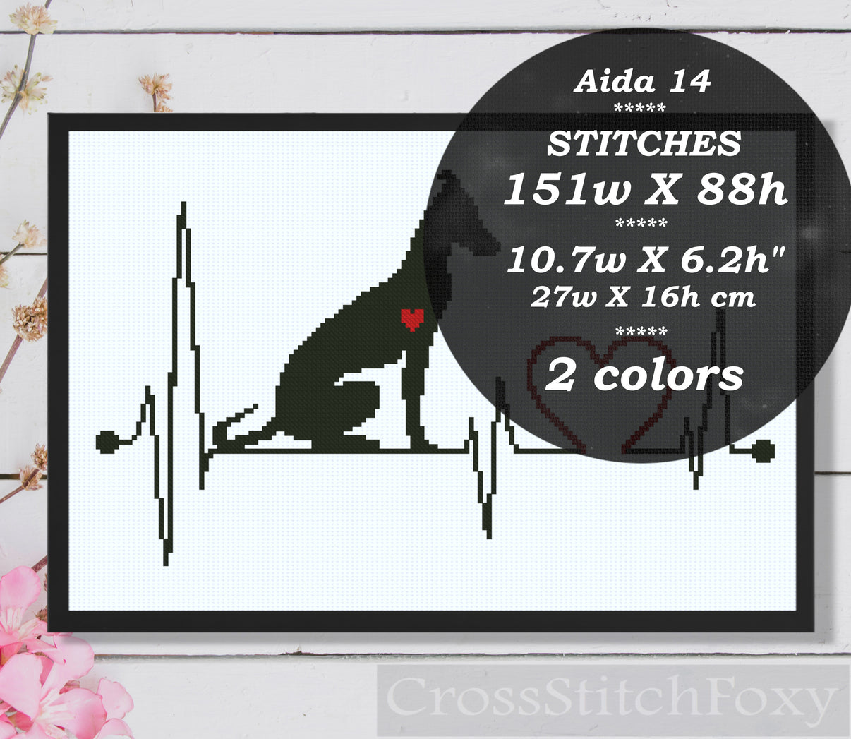 Greyhound cross stitch pattern – Cross Stitch Foxy