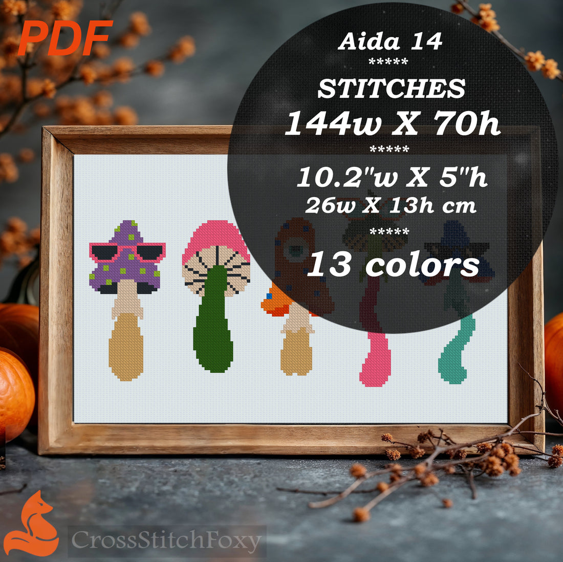 Groovy Mushrooms Cross Stitch Pattern – Cross Stitch Foxy