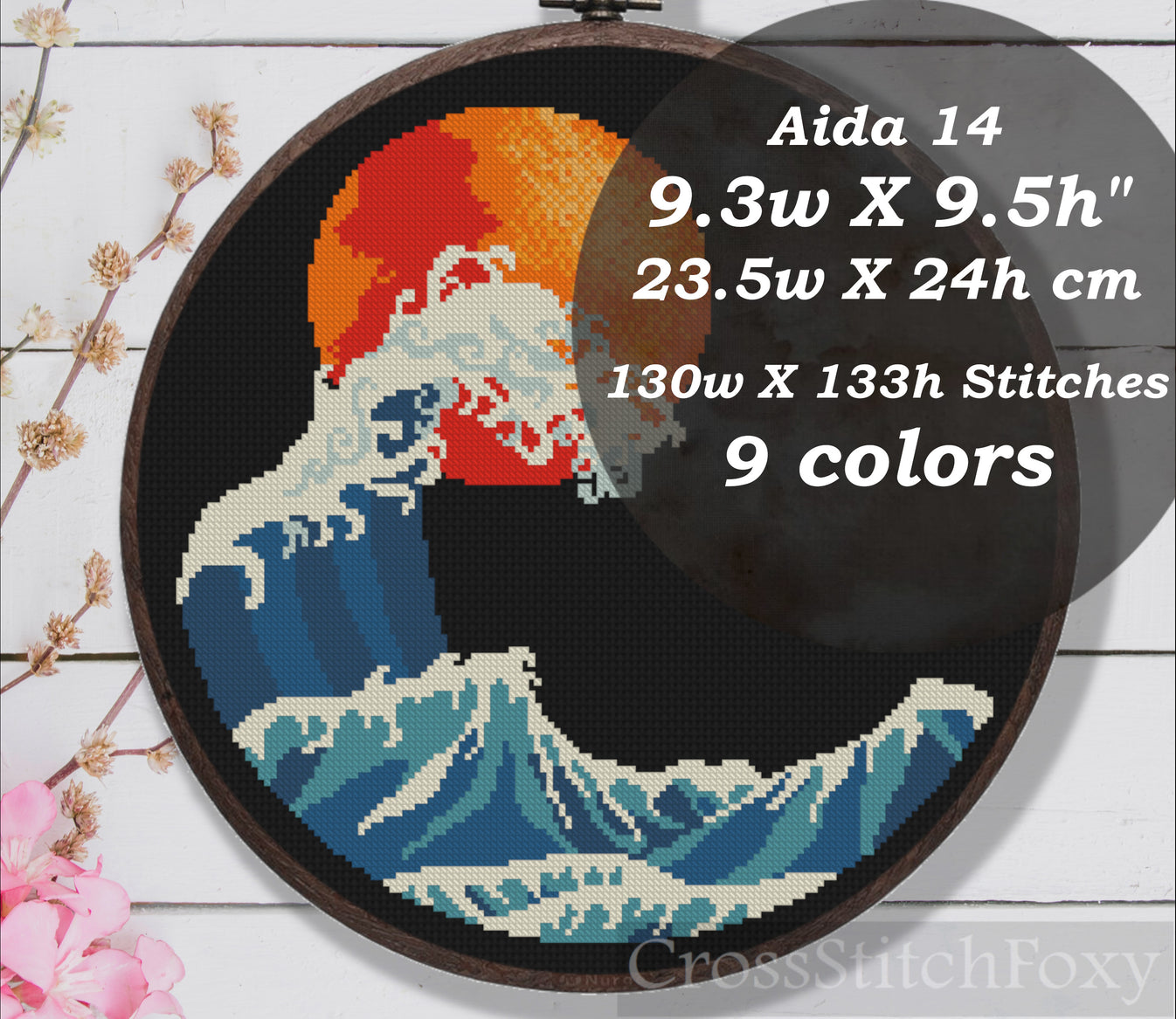 Great Wave cross stitch pattern – Cross Stitch Foxy
