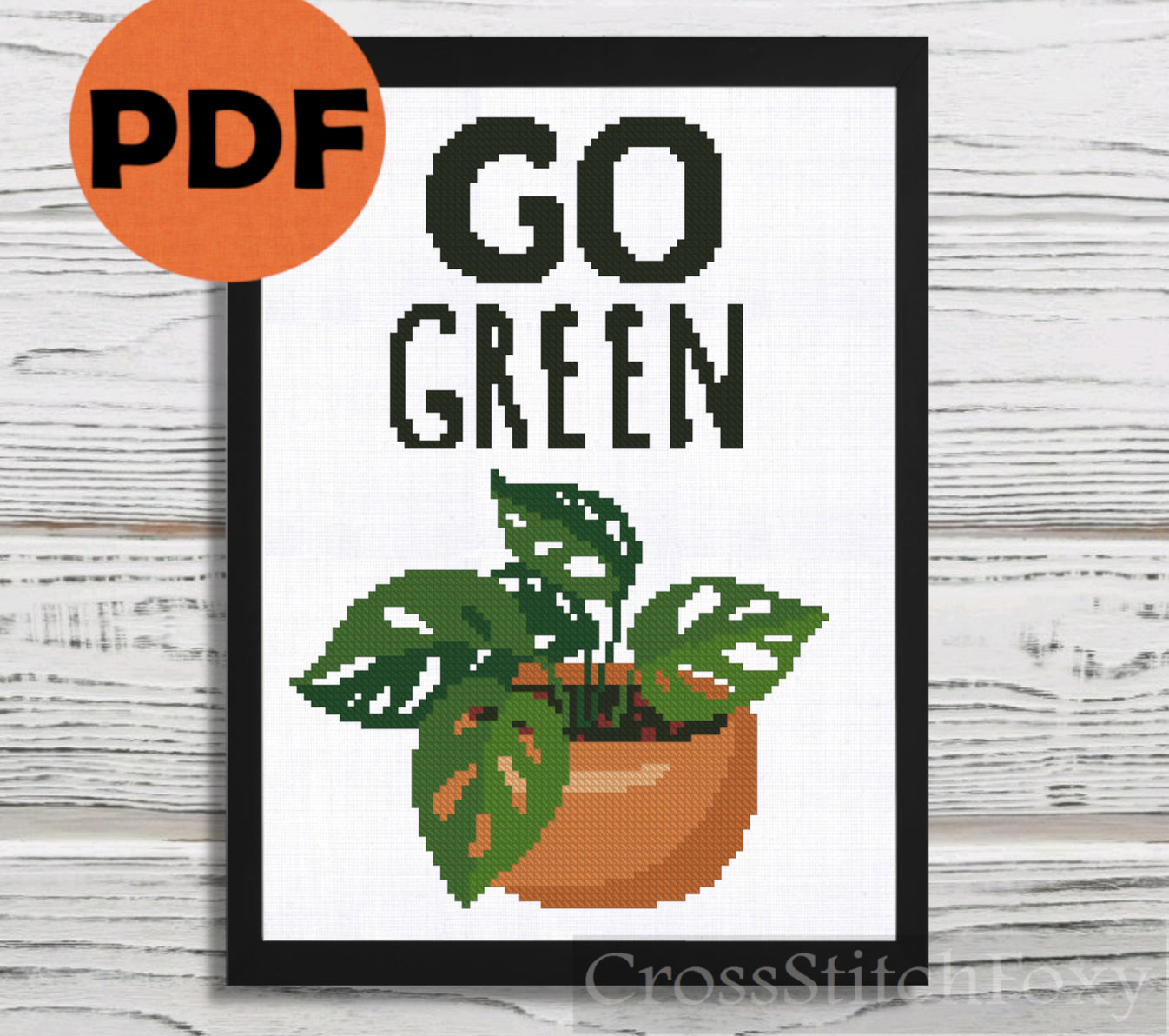 Go Green cross stitch pattern – Cross Stitch Foxy