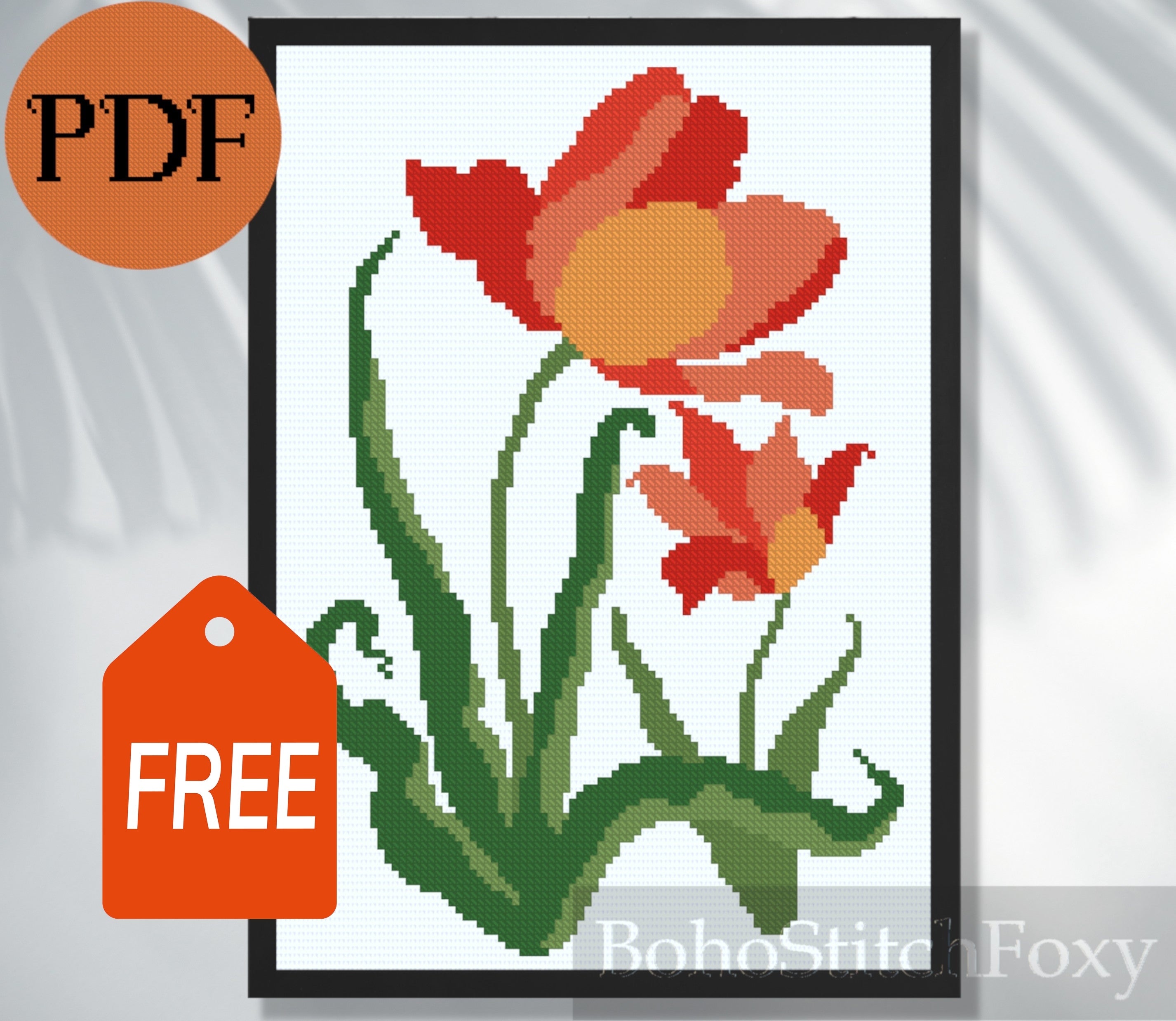 Abstract Tulip Cross Stitch Pattern – Cross Stitch Foxy
