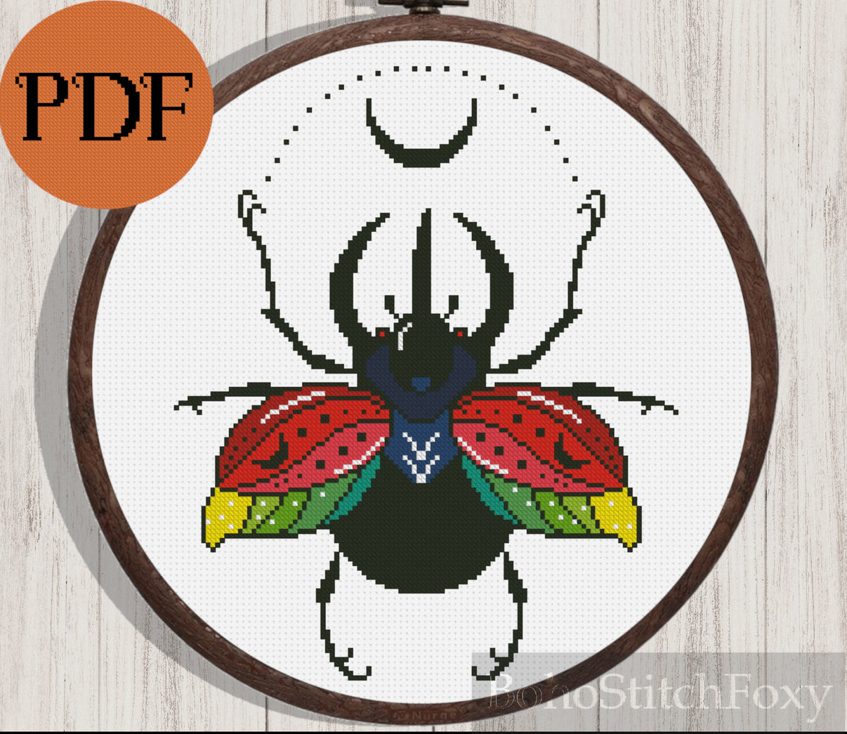 Boho bug cross stitch pattern – Cross Stitch Foxy