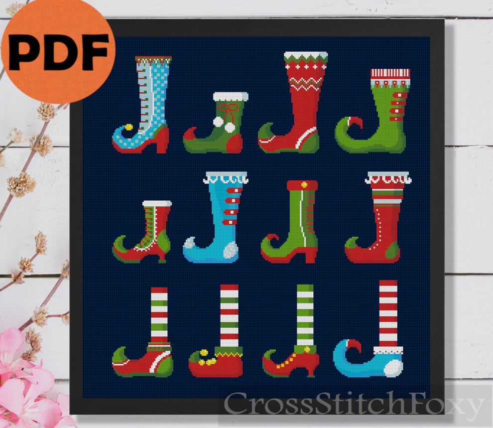 Elf Shoes Cross Stitch Pattern – Cross Stitch Foxy