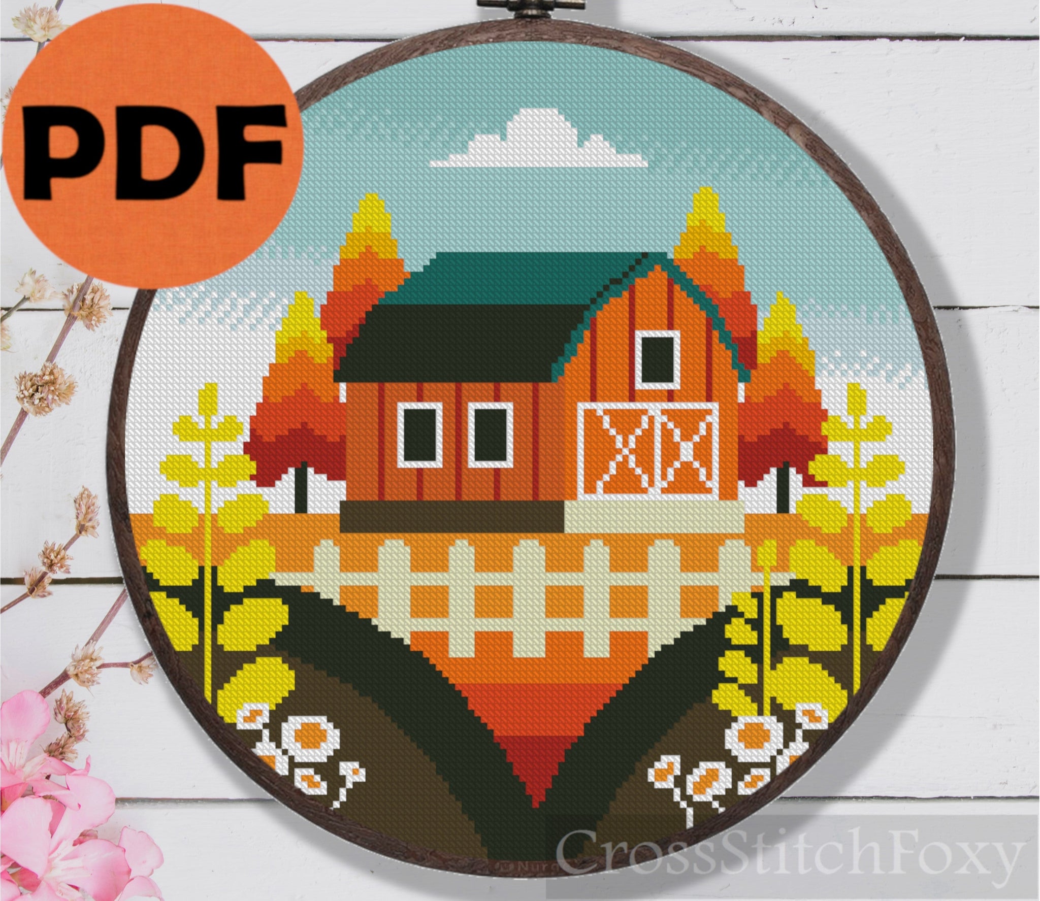 Farmhouse Barn cross stitch pattern – Cross Stitch Foxy