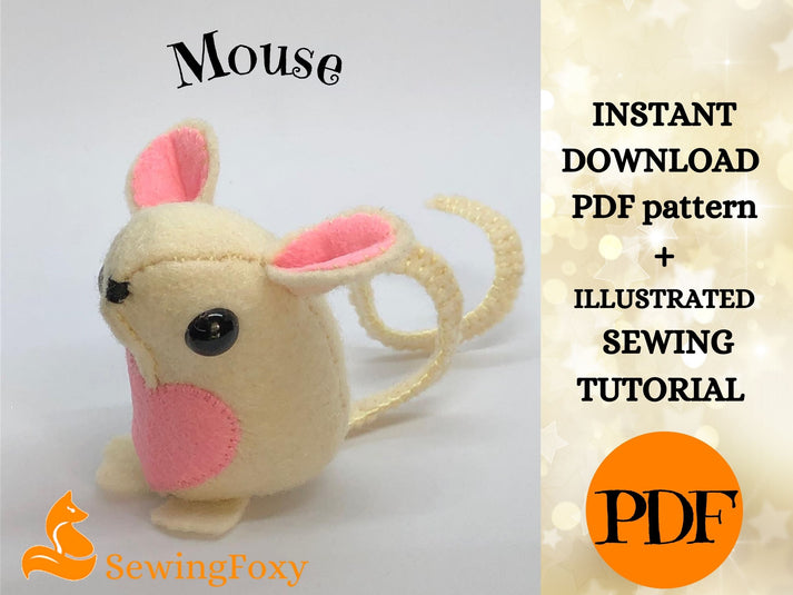 Felt Mouse Toy Sewing Pattern – Cross Stitch Foxy