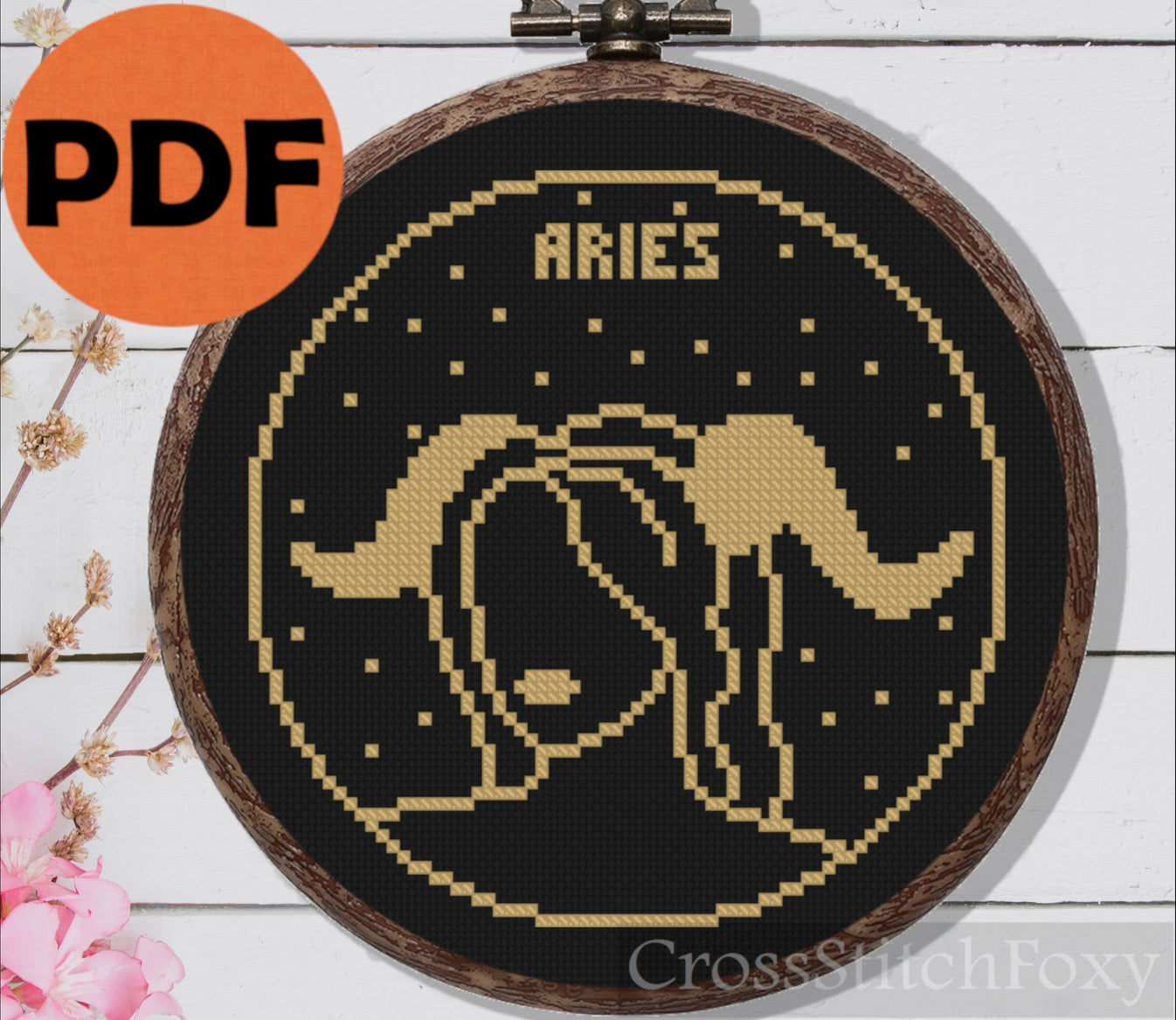 Female Aries Zodiac cross stitch pattern – Cross Stitch Foxy