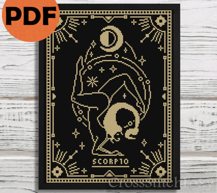 Female Zodiac Scorpio Sign cross stitch pattern – Cross Stitch Foxy