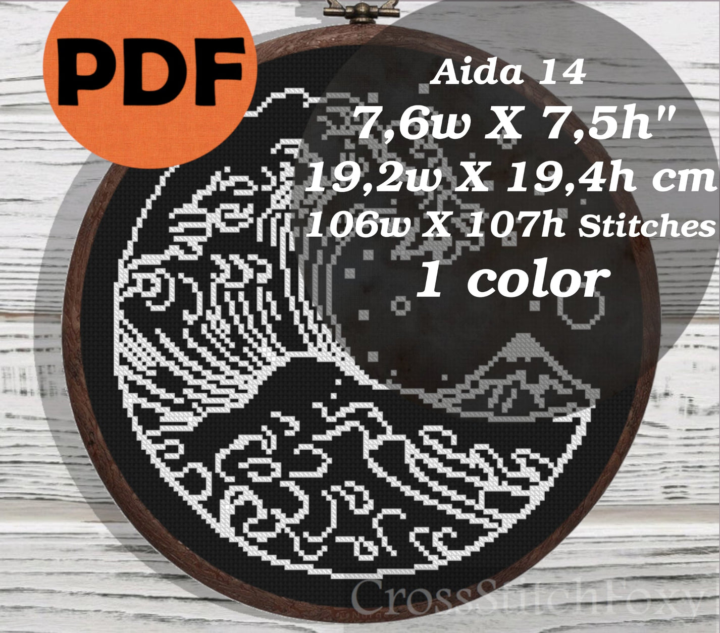 The Great Wave cross stitch pattern – Cross Stitch Foxy