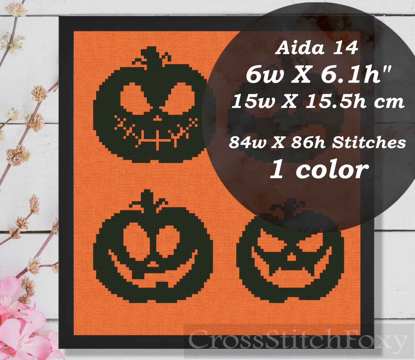 Jack O Lantern Halloween cross stitch pattern – Cross Stitch Foxy