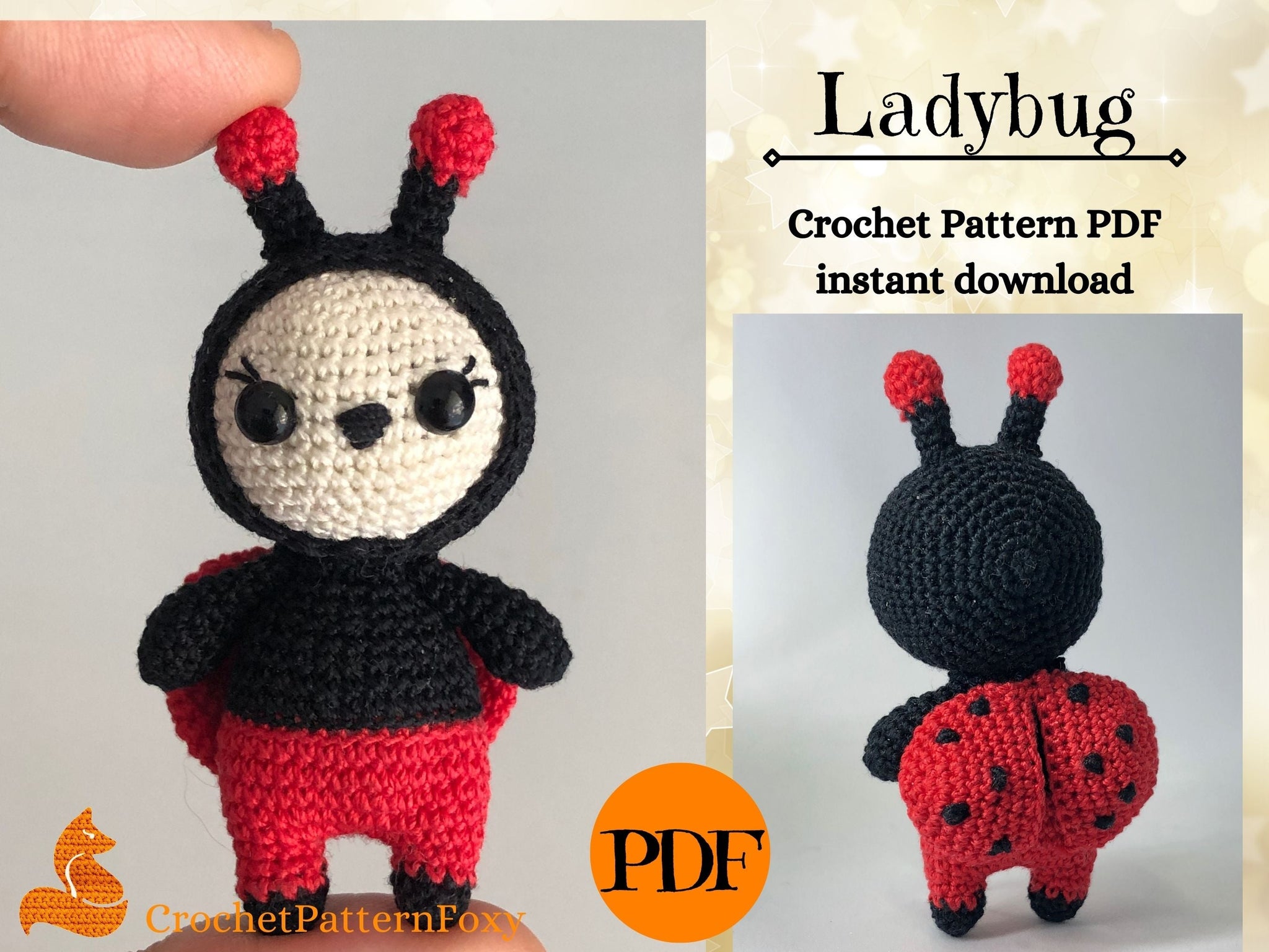 Ladybug Crochet Pattern PDF – Cross Stitch Foxy