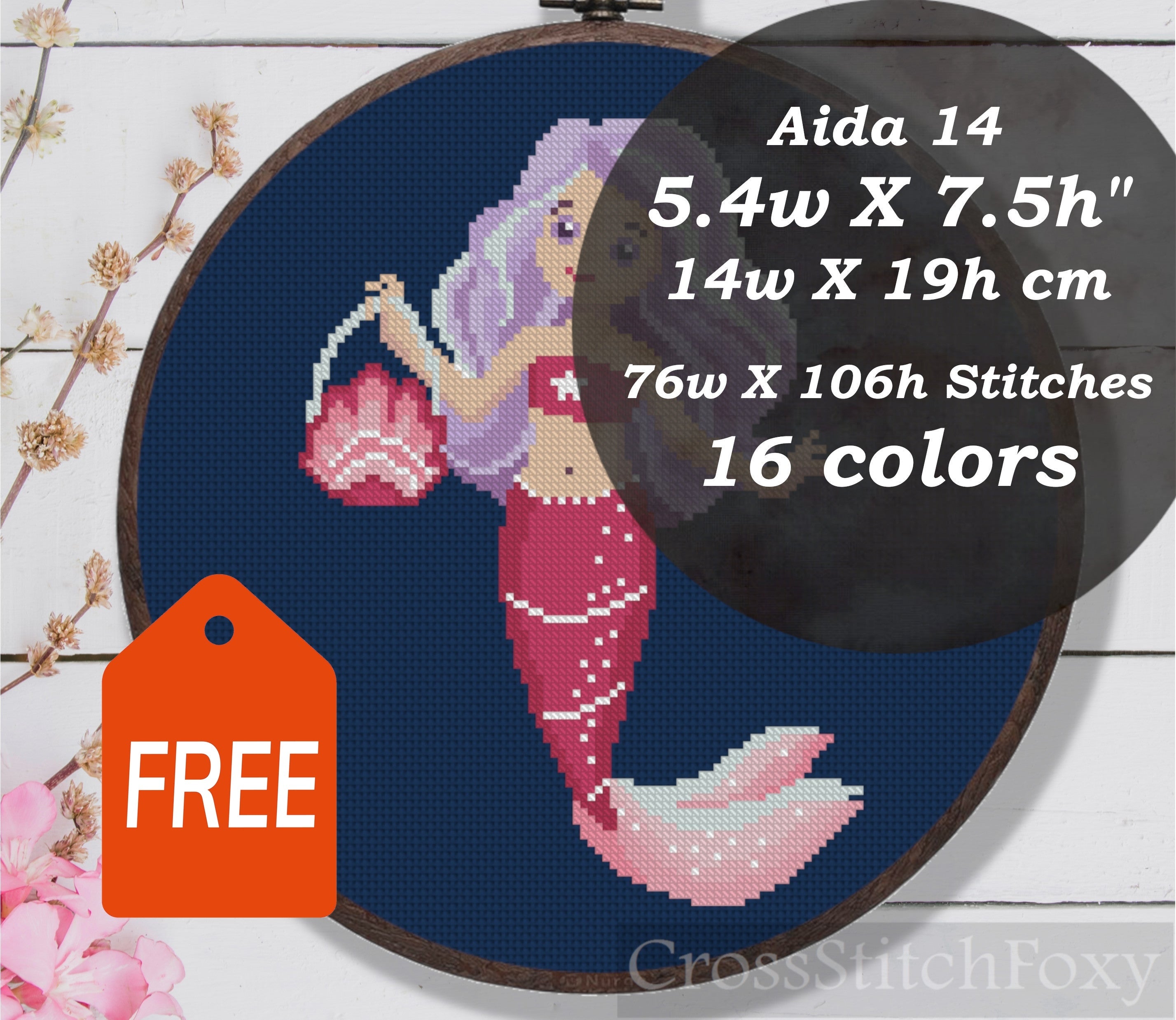 Little Mermaid Cross Stitch Pattern FREE – Cross Stitch Foxy
