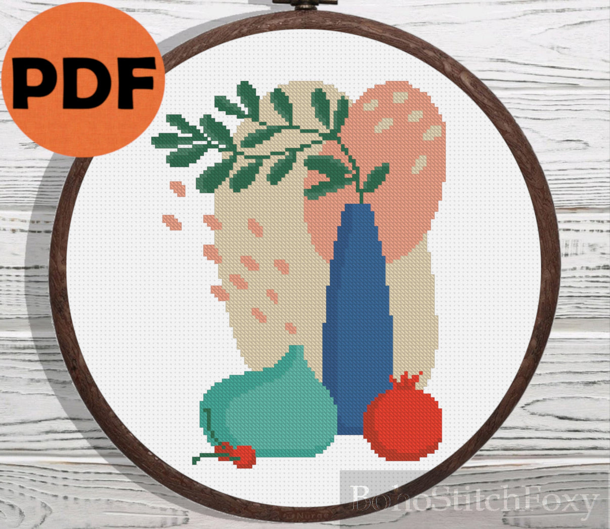 Modern abstract vases still life cross stitch pattern – Cross Stitch Foxy