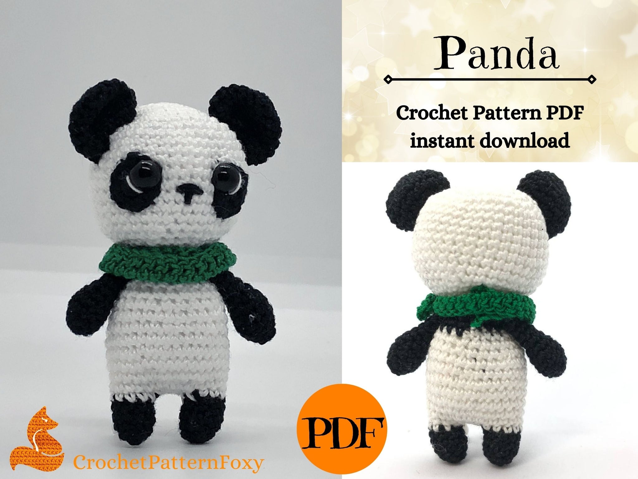 Panda Amigurumi Crochet Pattern PDF – Cross Stitch Foxy