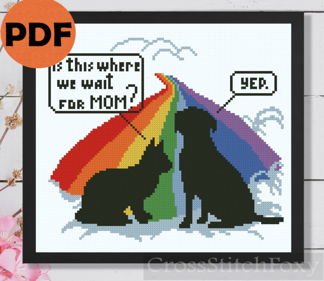 Rainbow bridge labrador dog cat cross stitch pattern – Cross Stitch Foxy