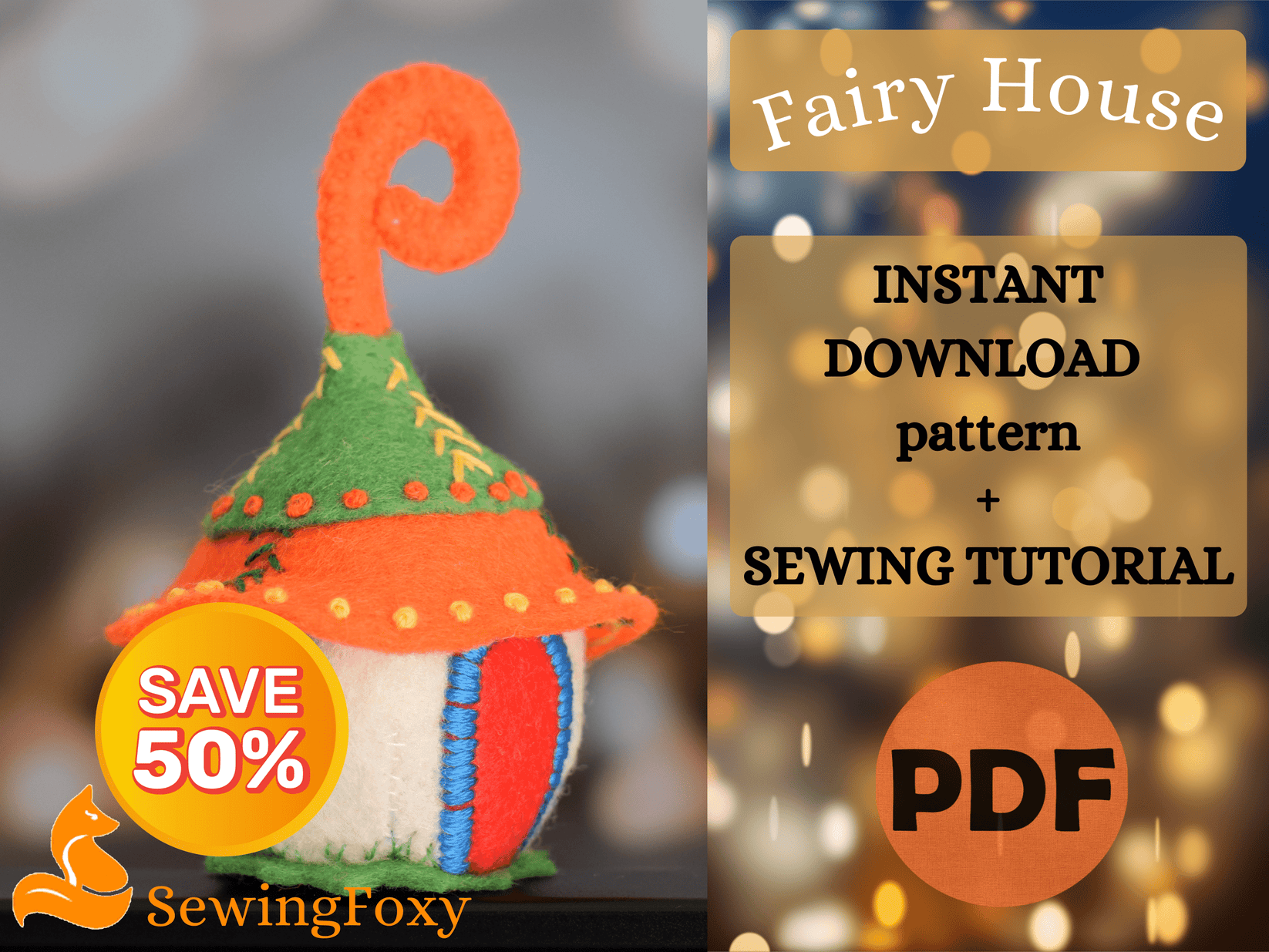 Small Fairy House Sewing Pattern – Cross Stitch Foxy
