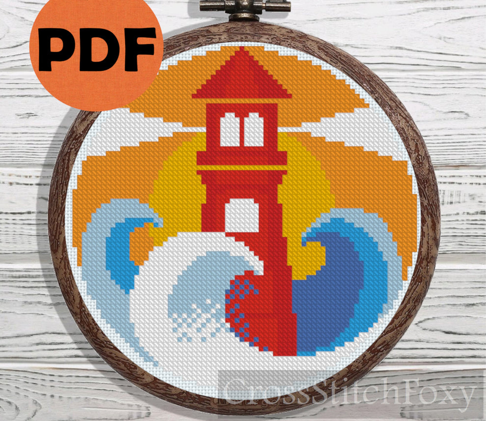 Small Lighthouse cross stitch pattern – Cross Stitch Foxy
