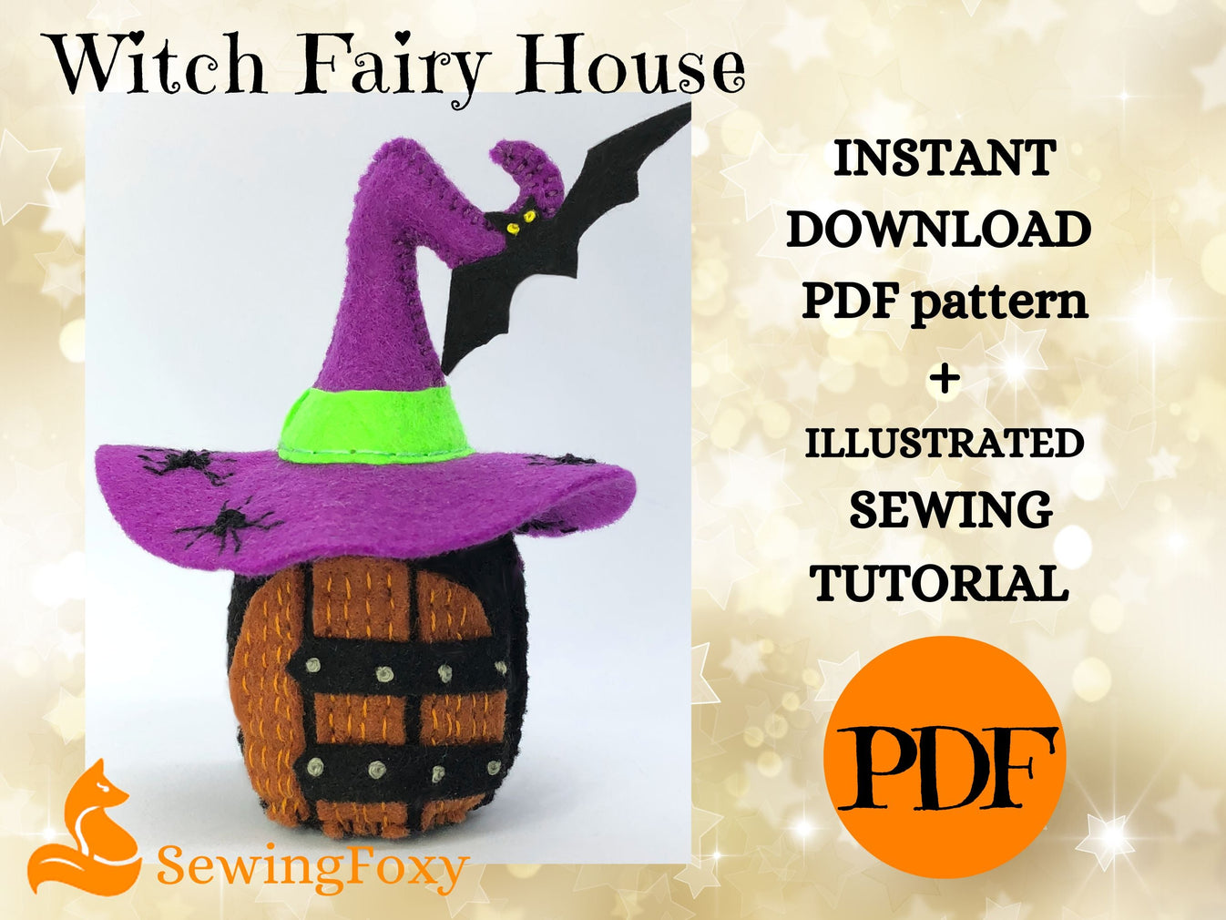 Witch Fairy House Sewing Pattern – Cross Stitch Foxy