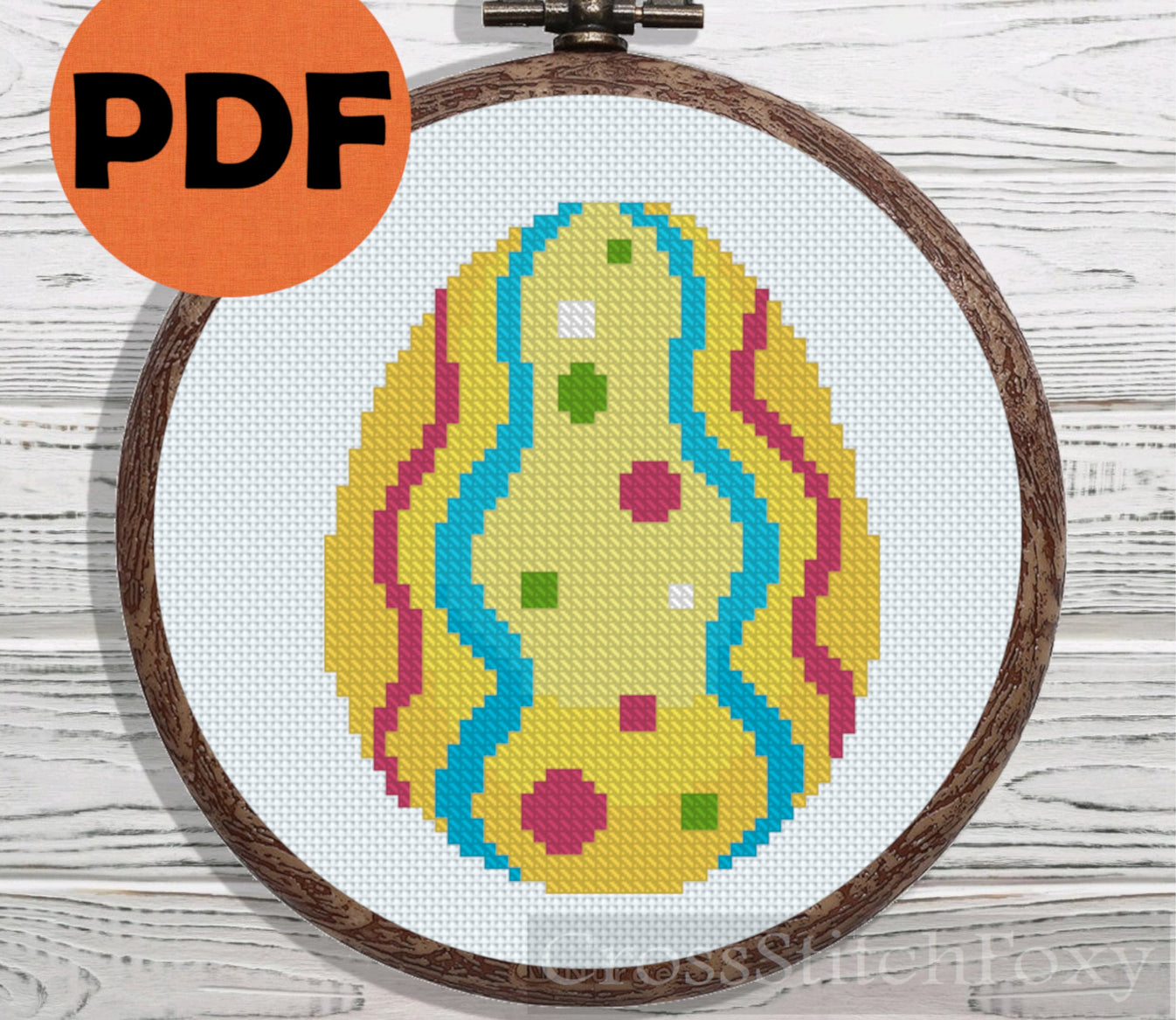 Yellow Easter Egg cross stitch pattern – Cross Stitch Foxy